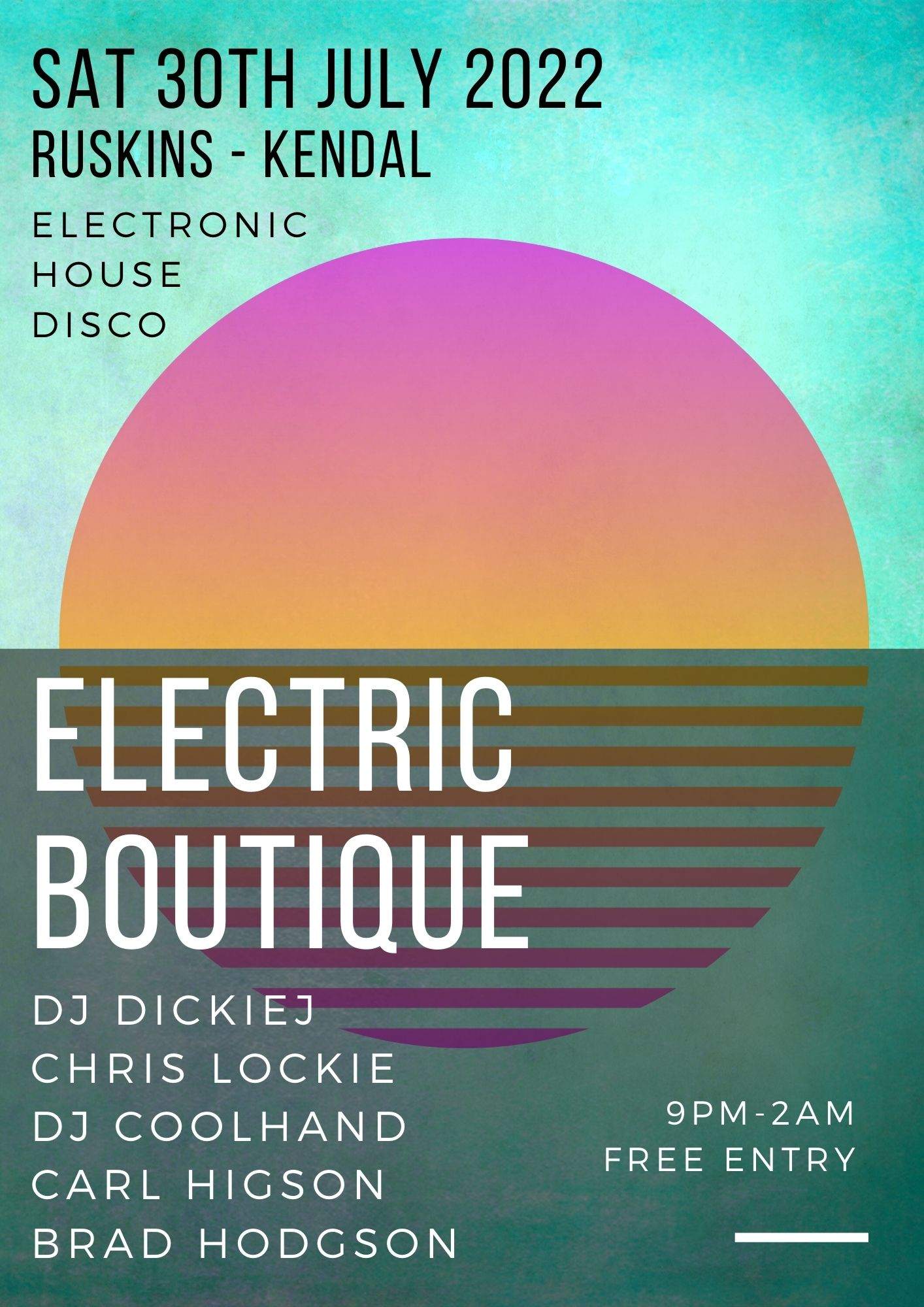 Electric Boutique Summer Party at Ruskins Bar Kendal, North