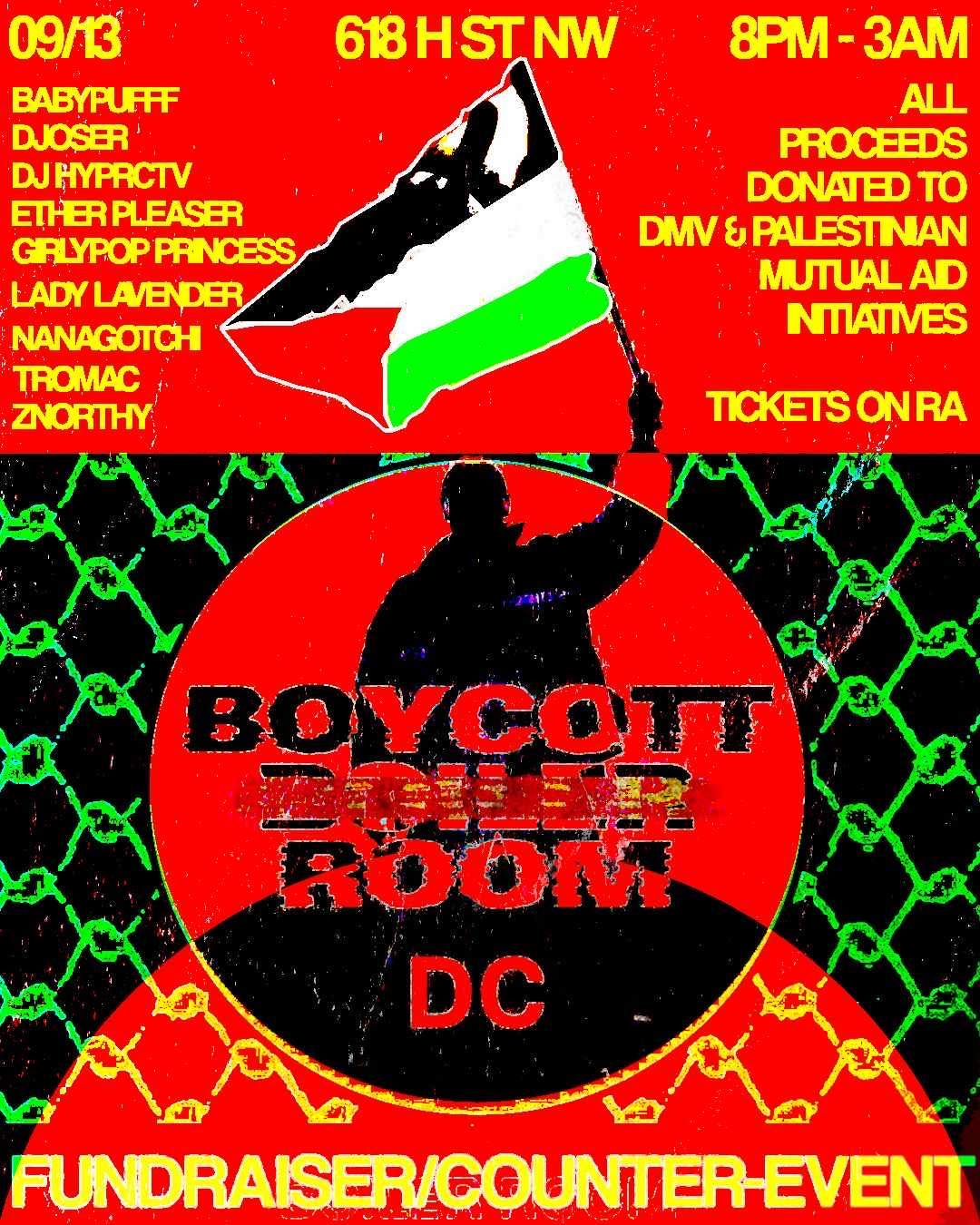 Boycott Room DC Fundraiser & Counter Event Day 1 at 618 DC, Washington DC
