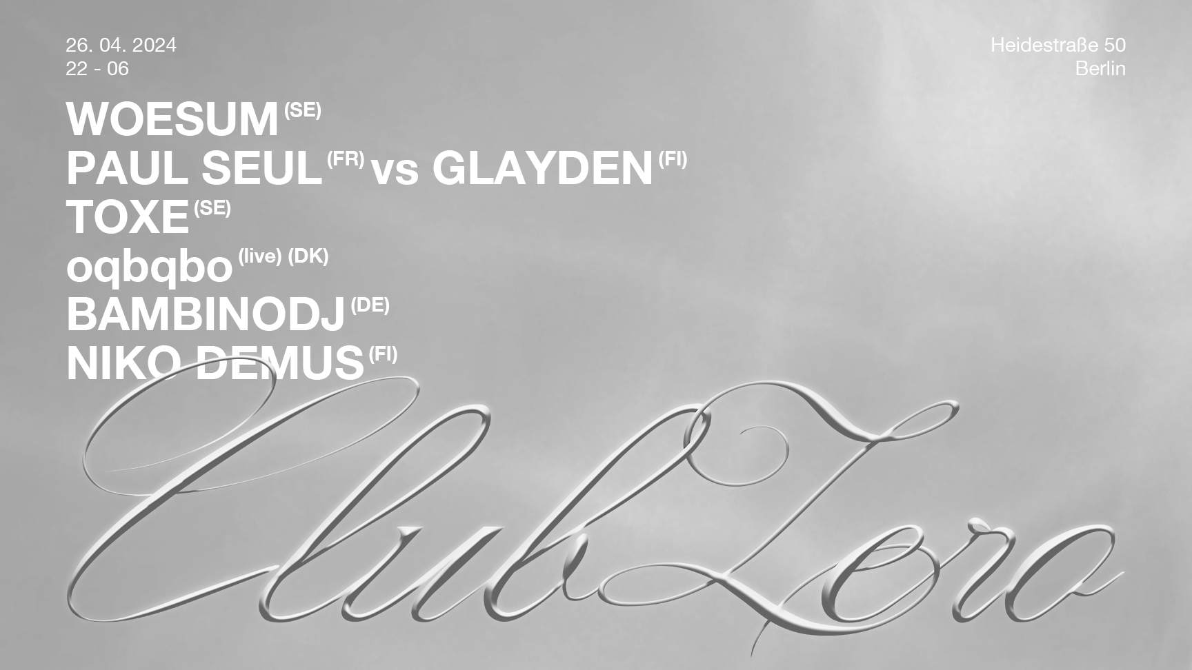 Club Zero Vol.10 - Woesum, Paul Seul, Glayden, TOXE, oqbqbo, Niko Demus ...