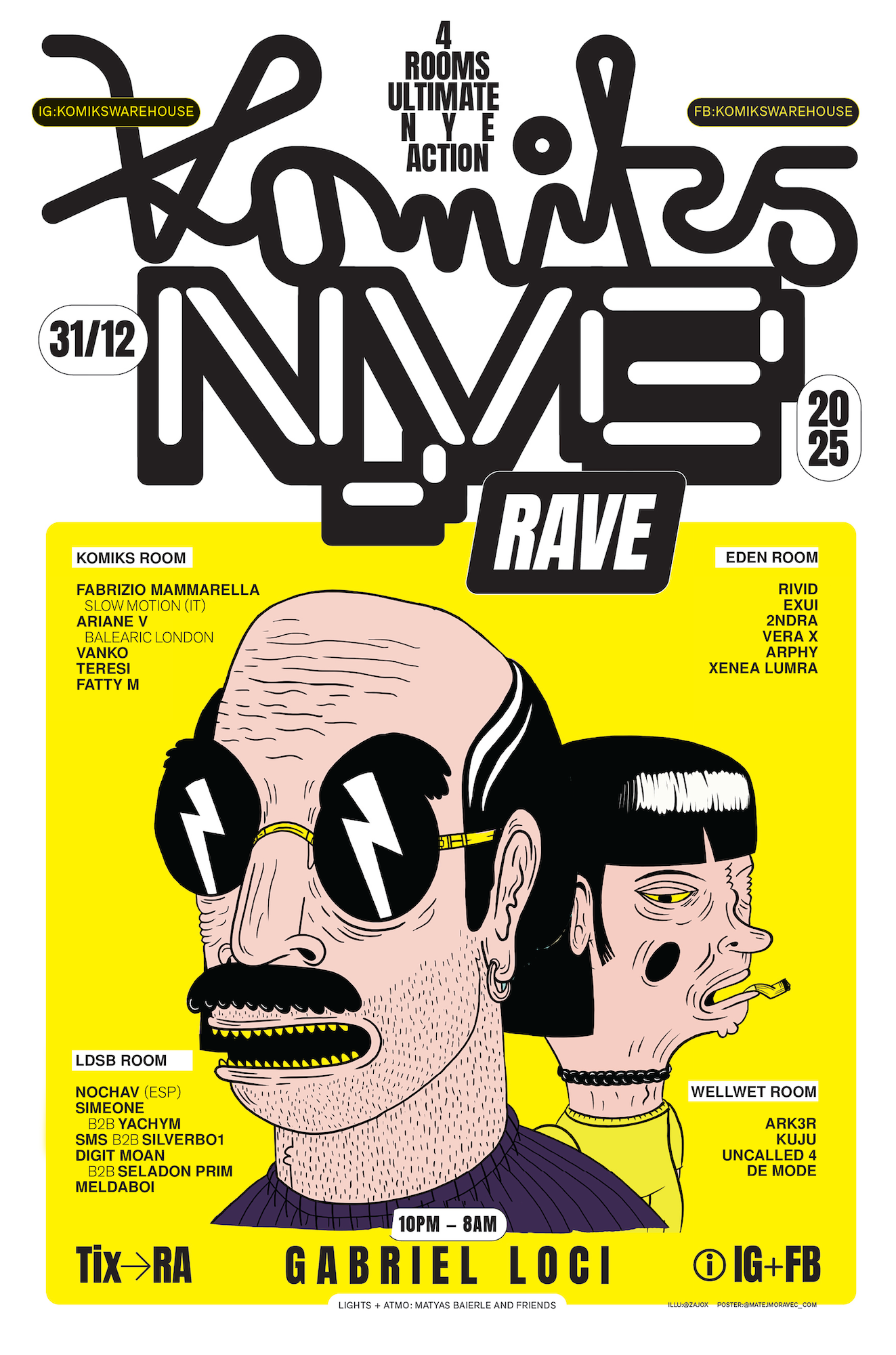 Komiks NYE Rave ☆ 4 ROOMS / 4 CREWS ☆ Ex-Monastery at Gabriel Loci, Prague
