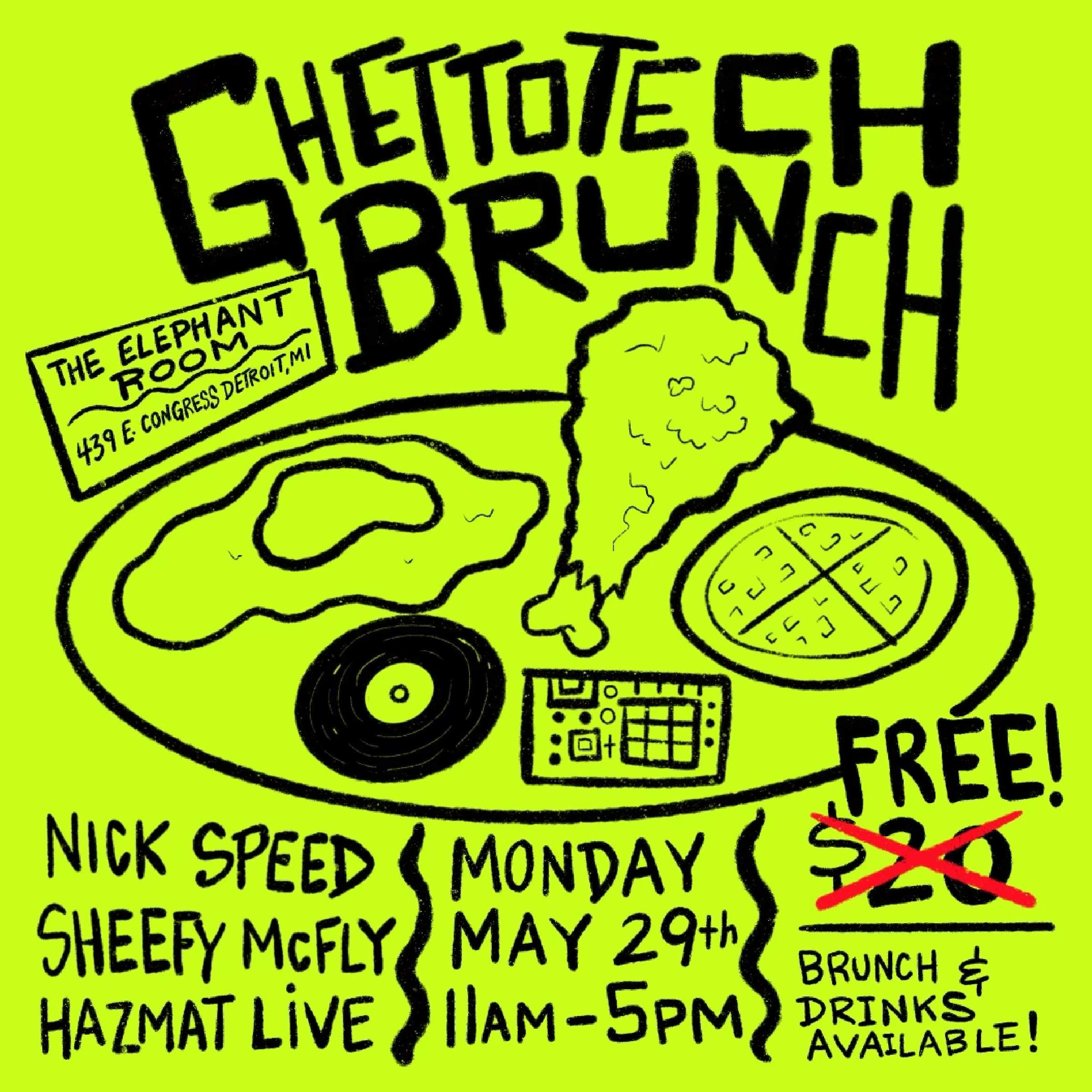 GhettoTech Brunch en The Elephant Room, Detroit