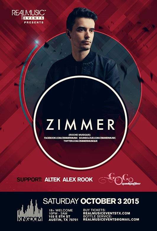 Realmusic Events presents Zimmer at Kingdom Nightclub, Austin