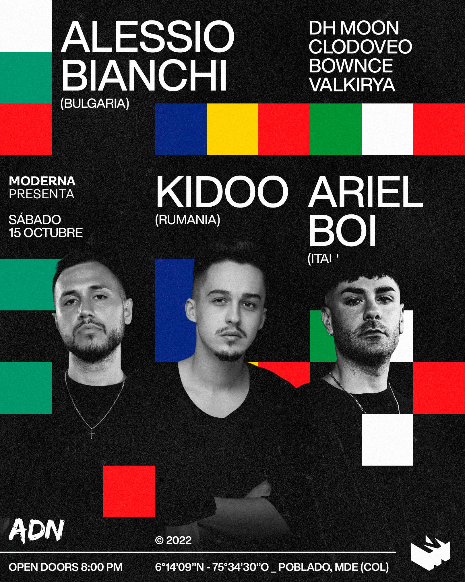 Alessio Bianchi · Kidoo · Ariel Boi at Moderna, Medellin