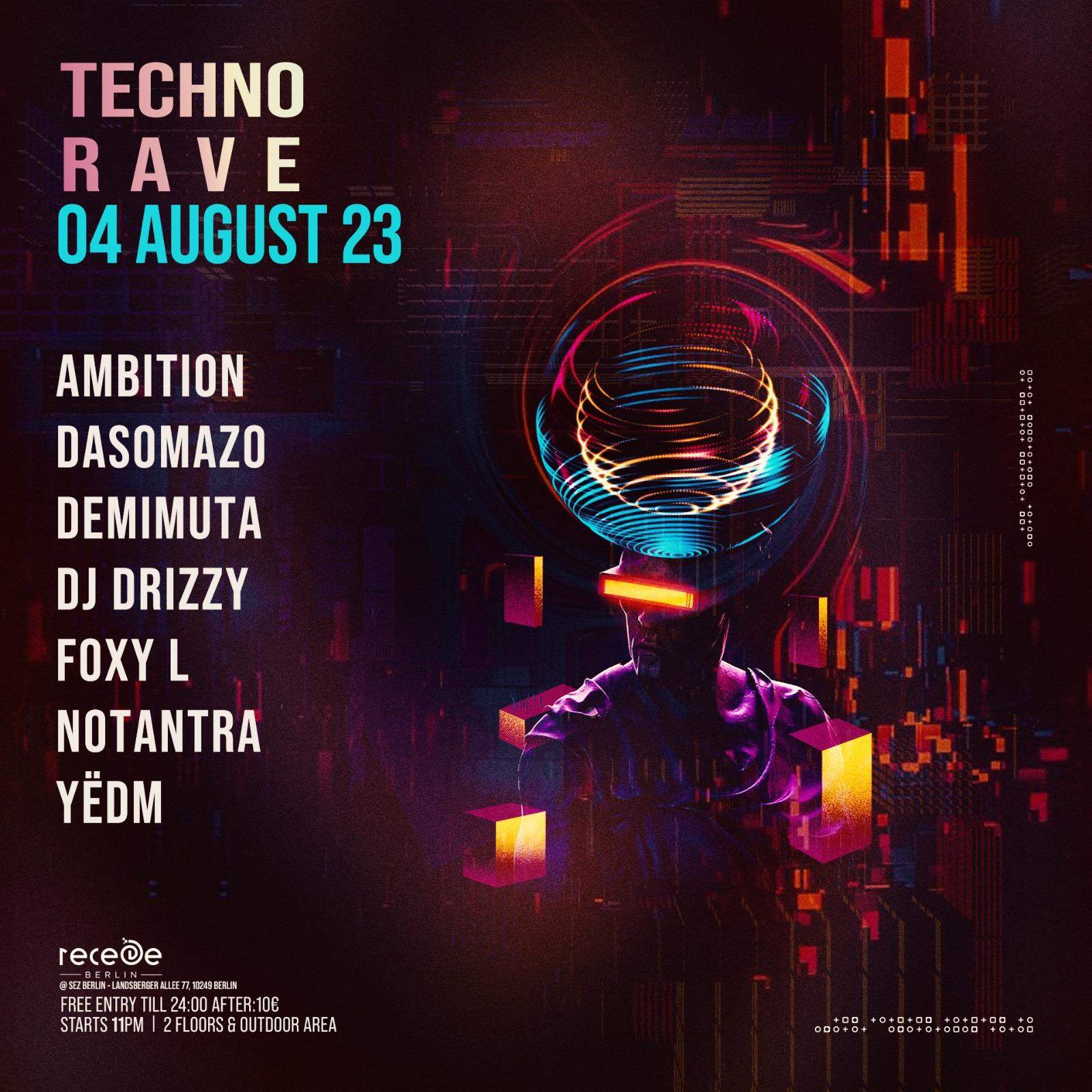 TECHNO RAVE - Free Entry bij Recede Club Berlin, Berlijn