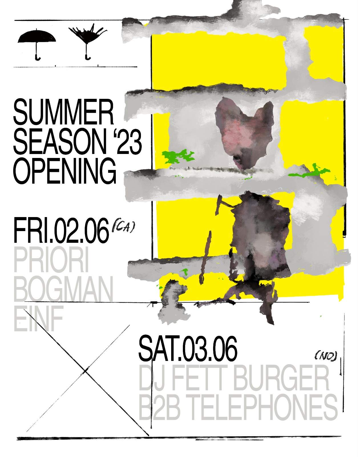 Summer '23 Season Opening • Priori, DJ Fett Burger, Telephones, Bogman ...