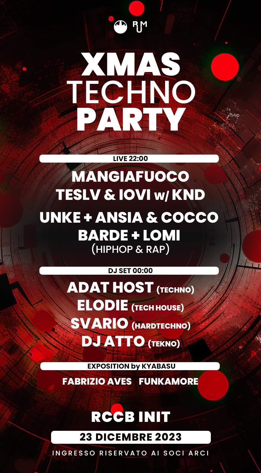 XMAS TECHNO PARTY at Rccb Init, Rome