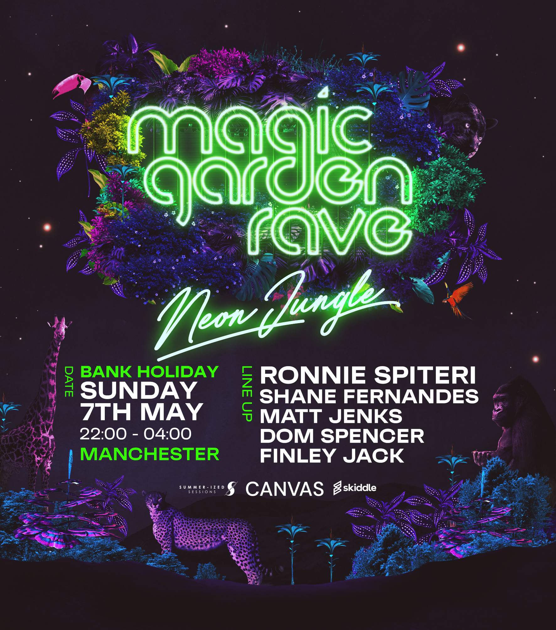 Magic Garden Rave - Neon Jungle w/ Ronnie Spiteri at Canvas, Manchester