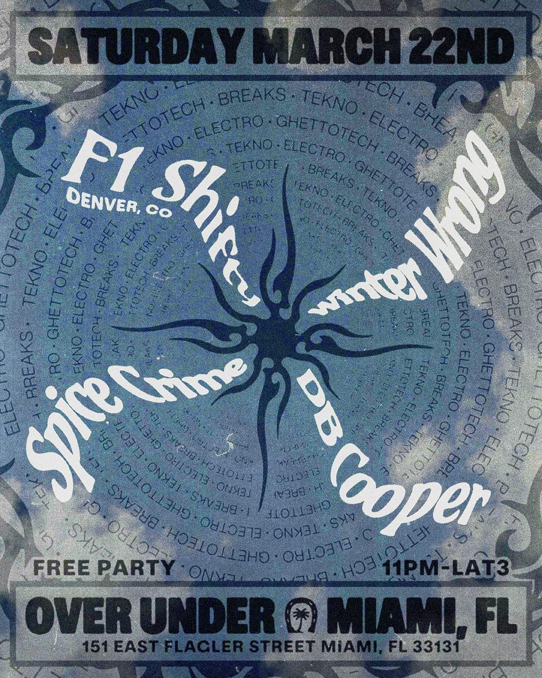 F1 Shifty, Winter Wrong, Spice Crime, DB Cooper at Over Under, Miami