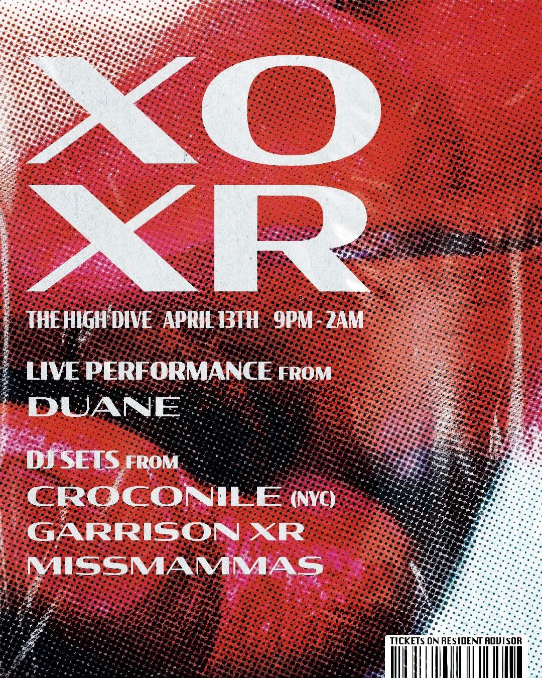 XOXR wsg DUANE, CROCONILE, MISSMAMMAS & GXR en The High Dive, Detroit ...