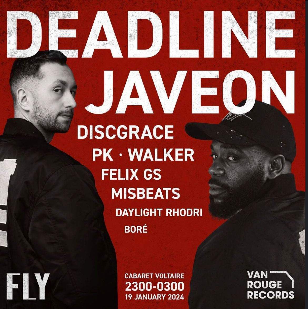 FLY x VANROUGERECORDS w/ DEADLINE + JAVEON at Cabaret Voltaire, Edinburgh