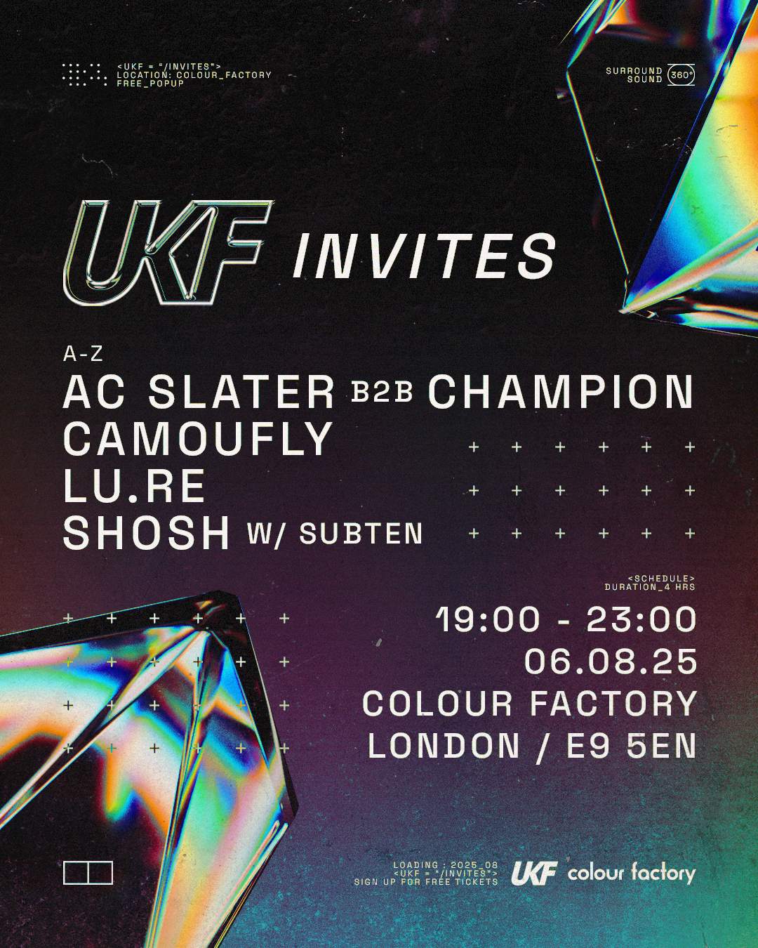 UKF Invites: AC Slater B2B Champion / camoufly / Lu.Re / SHOSH / Subten ...