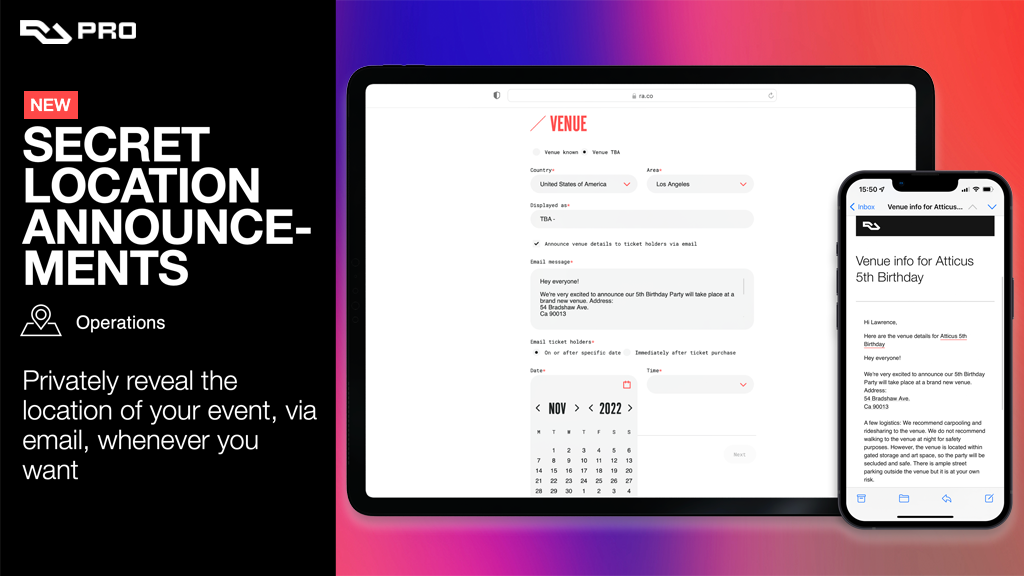 RA Pro launches Secret Location Announcements, a tool to help you run events in undisclosed ...