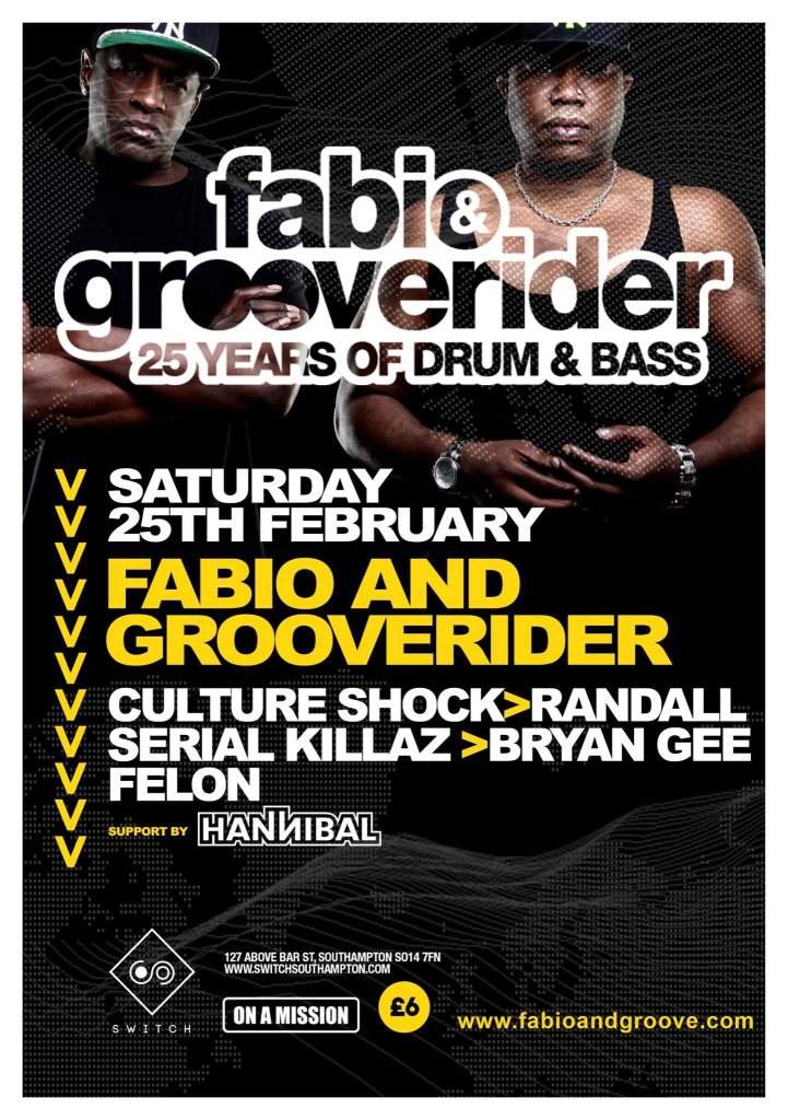 Fabio & Grooverider 25 Years of DNB, Culture Shock & More at Switch ...