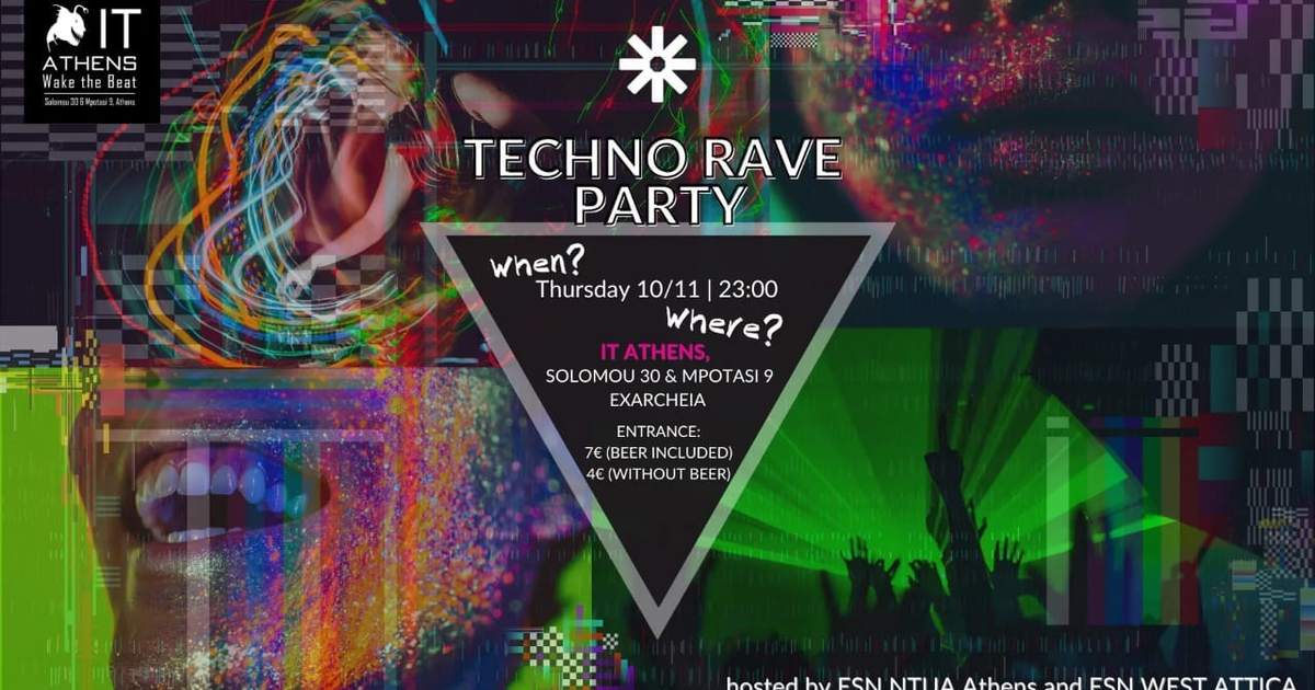 Techno Rave Party at IT Athens, Greece