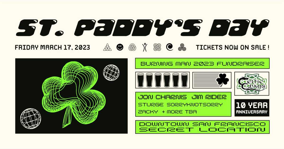 Burning Man Fundraiser, Paddy's Day Rave with Jon Charnis, Jim Rider ...