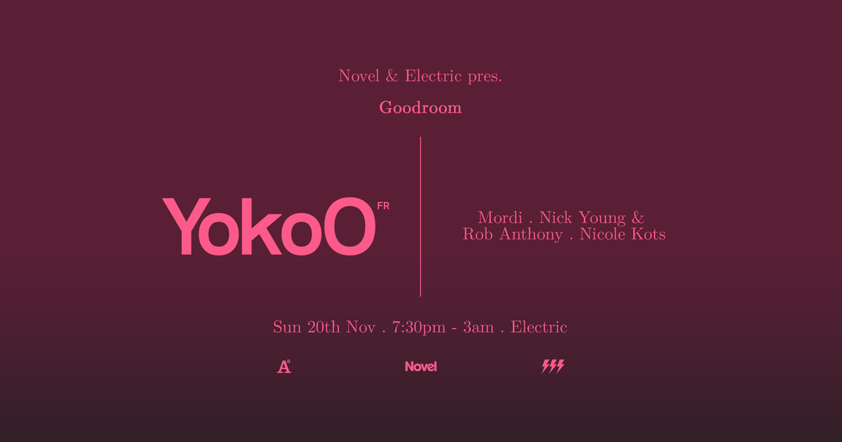 Goodroom with YokoO at ELECTRIC BAR, Melbourne