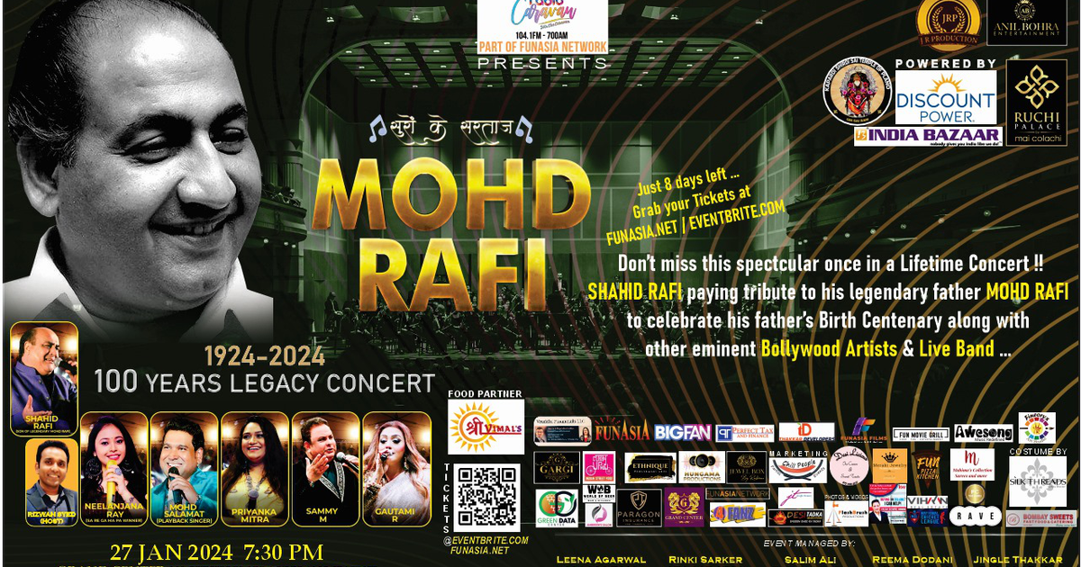 Mohd Rafi 100 Years Legacy Concert - Plano, Texas at TBA - Grand Center ...