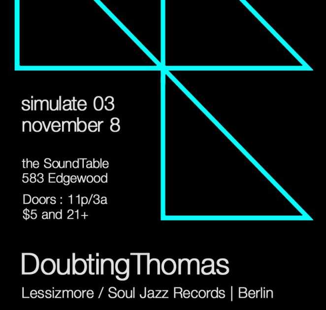 Simulate presents: Doubtingthomas en The Sound Table, Atlanta