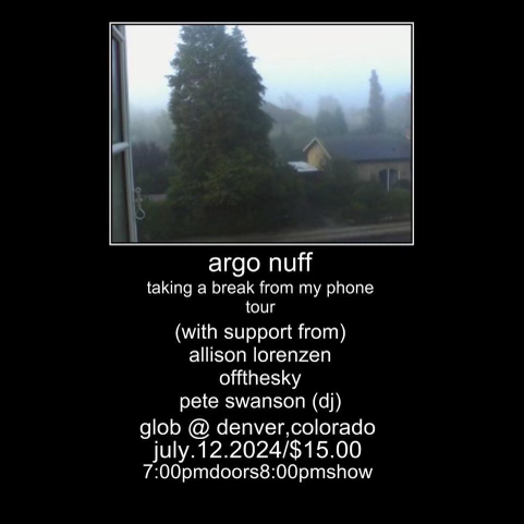 Argo Nuff / Allison Lorenzen / offthesky / Pete Swanson (DJ) at Glob ...