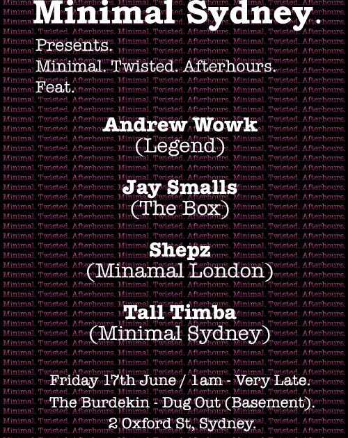 Minimal Sydney. with Andrew Wowk Jay Smalls at Burdekin Hotel, Sydney