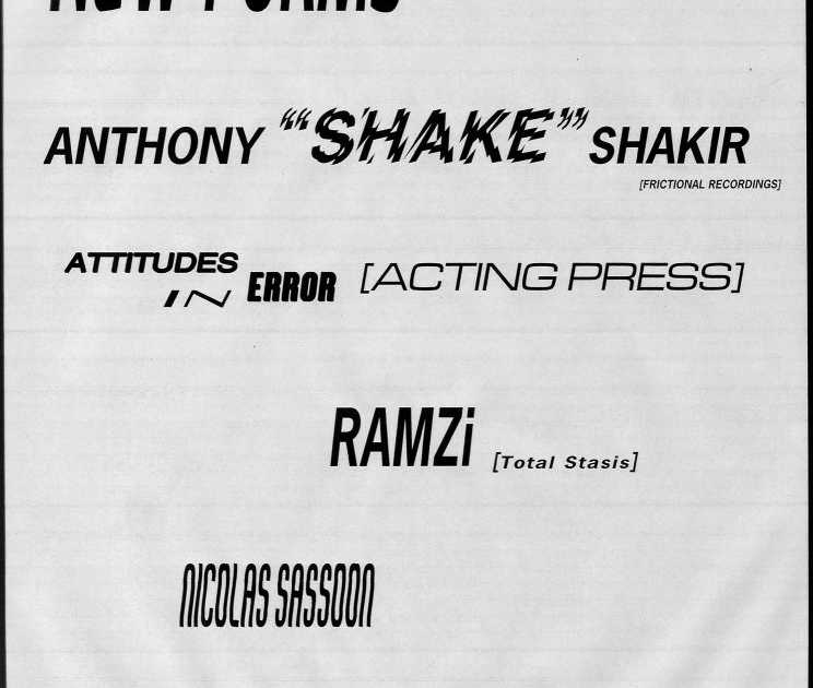New Forms Media Society presents Anthony 'Shake' Shakir em Vancouver ...