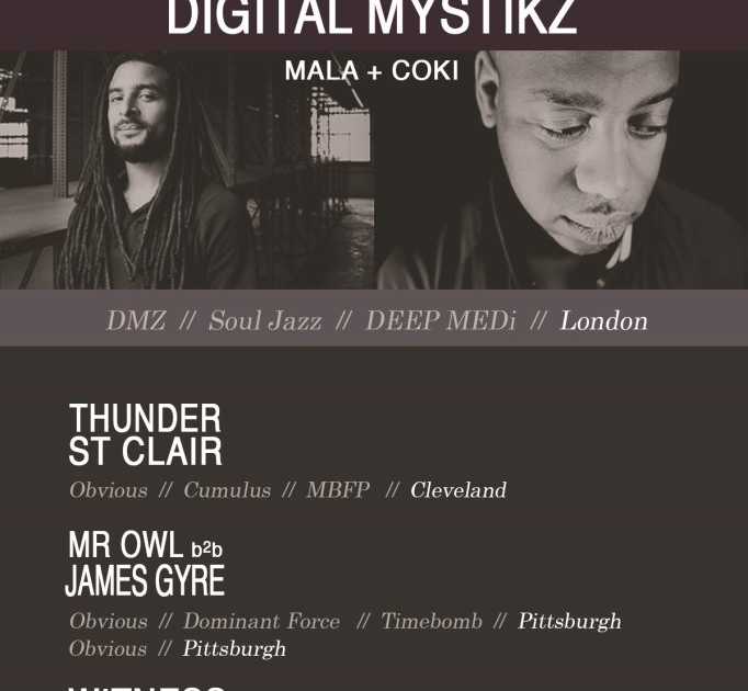 Obvious presents: Digital Mystikz Tour Feat. Mala & Coki at Rex, Pittsburgh
