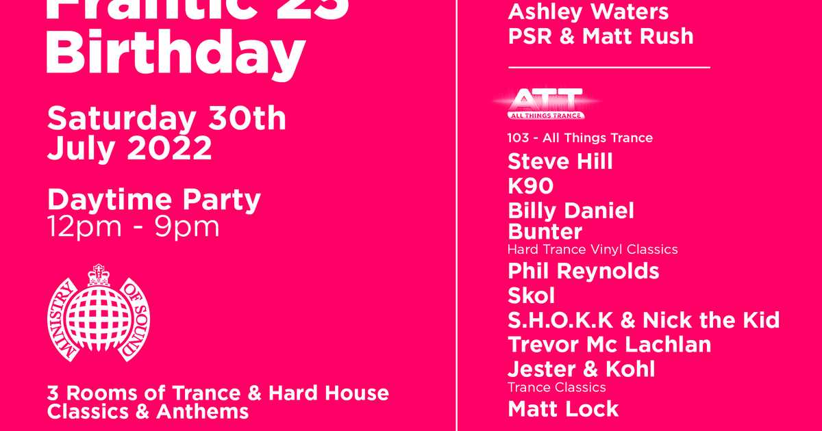 Frantic 25th birthday at Ministry Of Sound, London