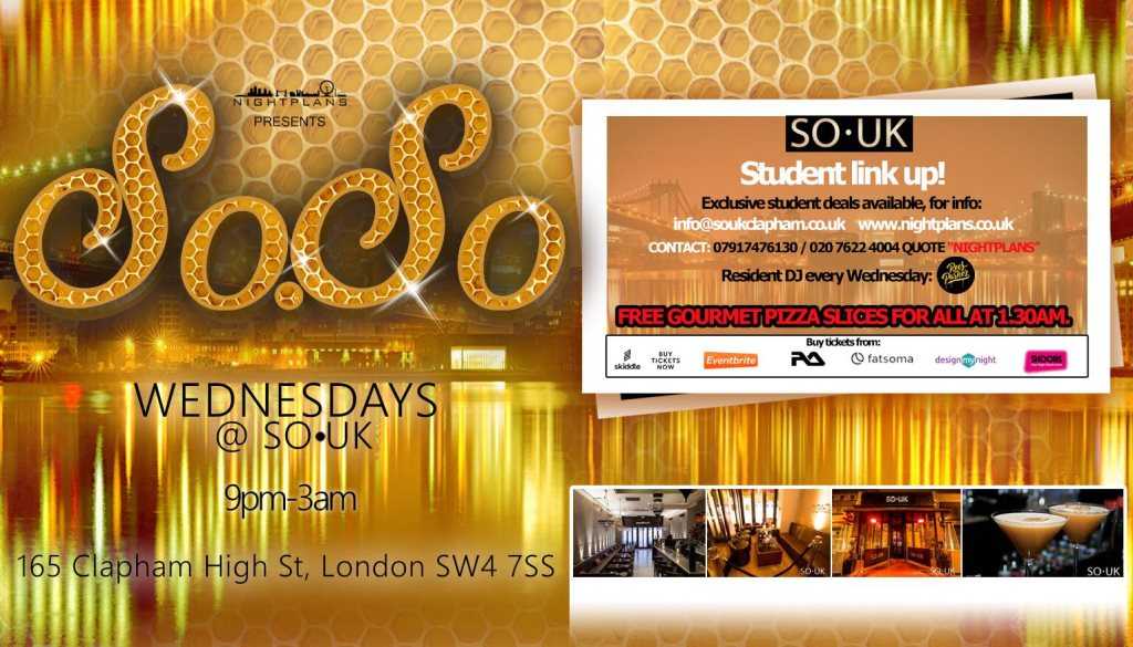 Soso Wednesday's Student Launch Party at @ Bar and Bites, London