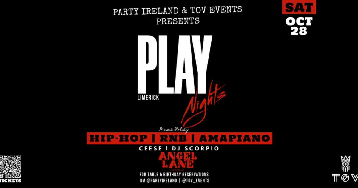 PLAY Limerick: Hip-Hop & RnB Party at Angel Lane Limerick, Limerick