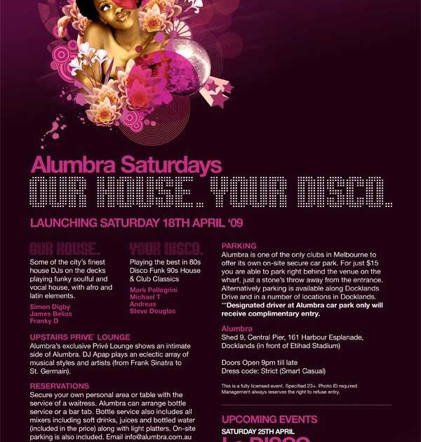 Our House, Your Disco. Alumbra Saturdays at Alumbra, Melbourne