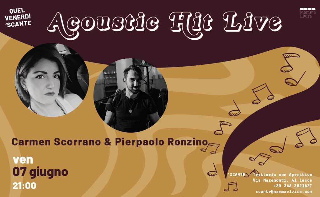 Quel Venerdì 'Scante - Carmen Scorrano & Pierpaolo Ronzino at TBA ...