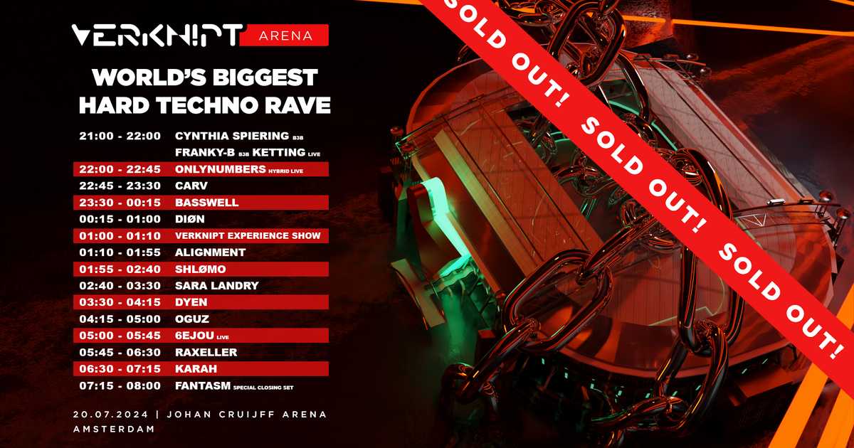 VERKNIPT ArenA | World's biggest hard techno rave at Johan Cruijff ...