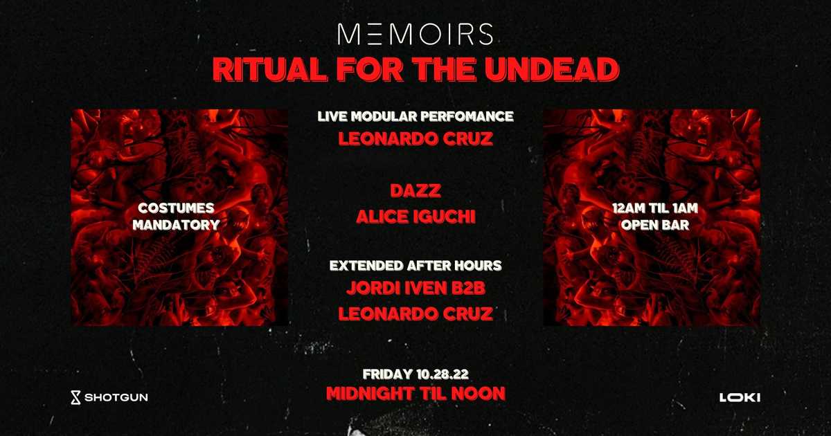 Memoirs - RITUAL FOR THE UNDEAD em 154 Scott Ave, New York City