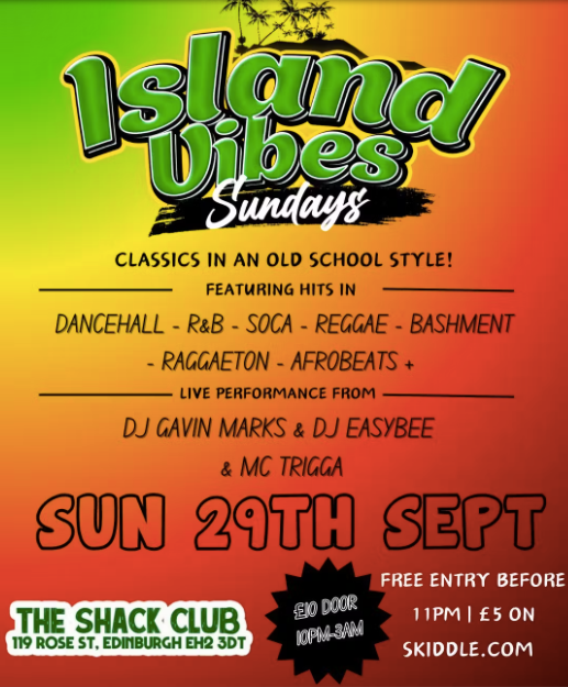 Island Vibes Sundays at TBA - The Shack, Edinburgh