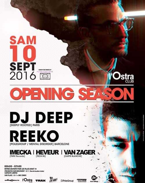 Opening New Season Ostra Club with DJ Deep & Reeko at L'Ostra Club, East