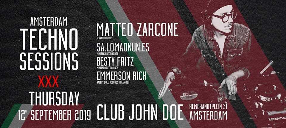 Amsterdam Techno Sessions I Matteo Zarcone en John Doe, Ámsterdam