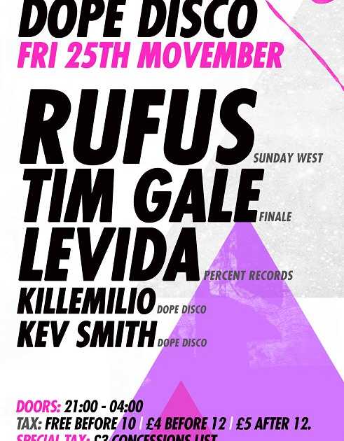 Dope Disco with Rufus, Tim Gale and Levida at The Horse & Groom, London
