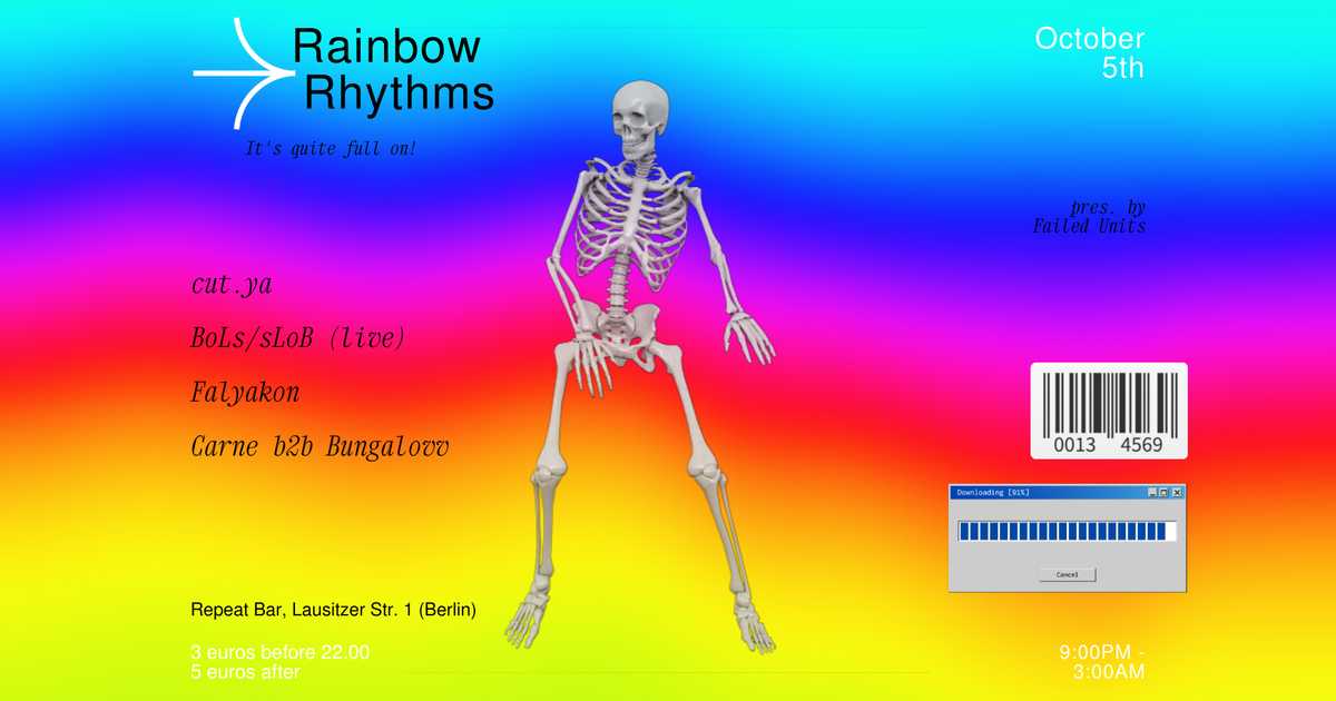 Rainbow Rhythms w. cut.ya, Falyakon, BoLs/sLoB (live), Carne b2b Bungalovv at Repeat, Berlin