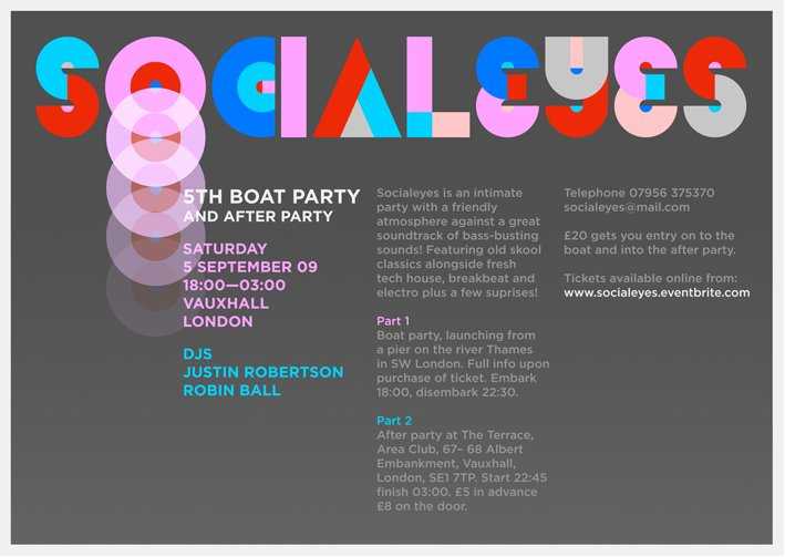 Socialeyes 5th Boat Party with Justin Robertson & Robin Ball a Area, London
